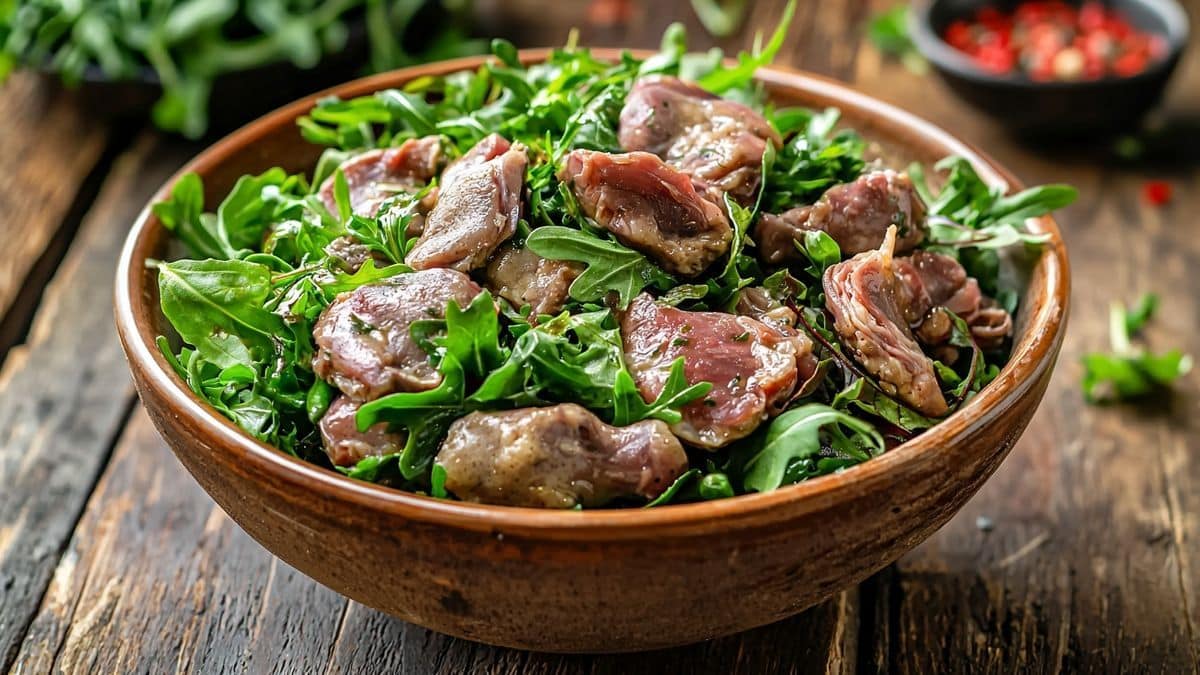 Salade au gésier de canard : rustique, savoureuse et pleine de ...